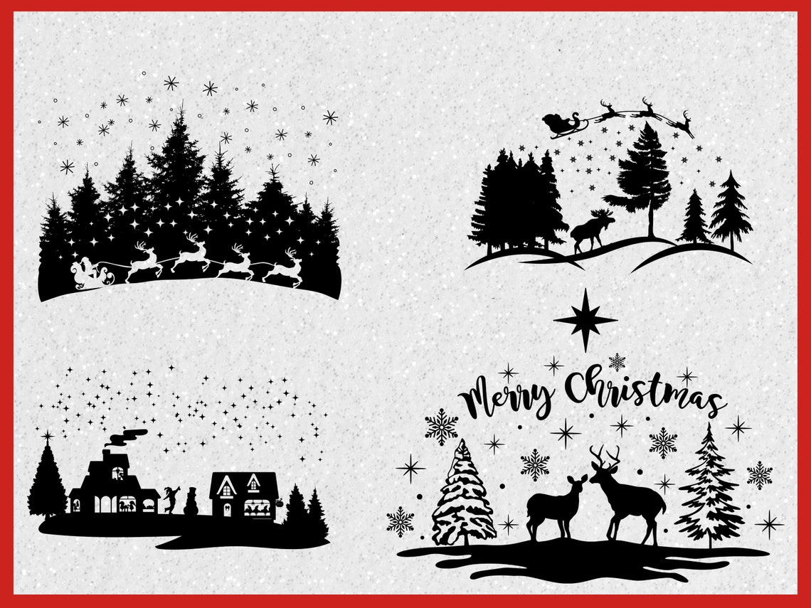 Christmas Scene SVG Bundle: Festive Holiday Designs (digital Download ...