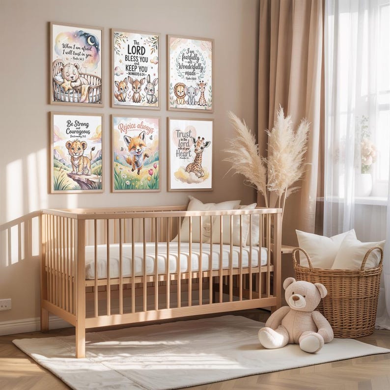Christian Nursery Animal Bible Verse Prints (set of 6) • Scripture Wall ...