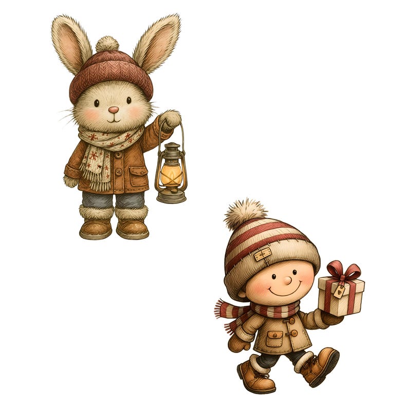 Whimsical Christmas Clipart Bundle – 15 Cute Holiday Character Pngs ...