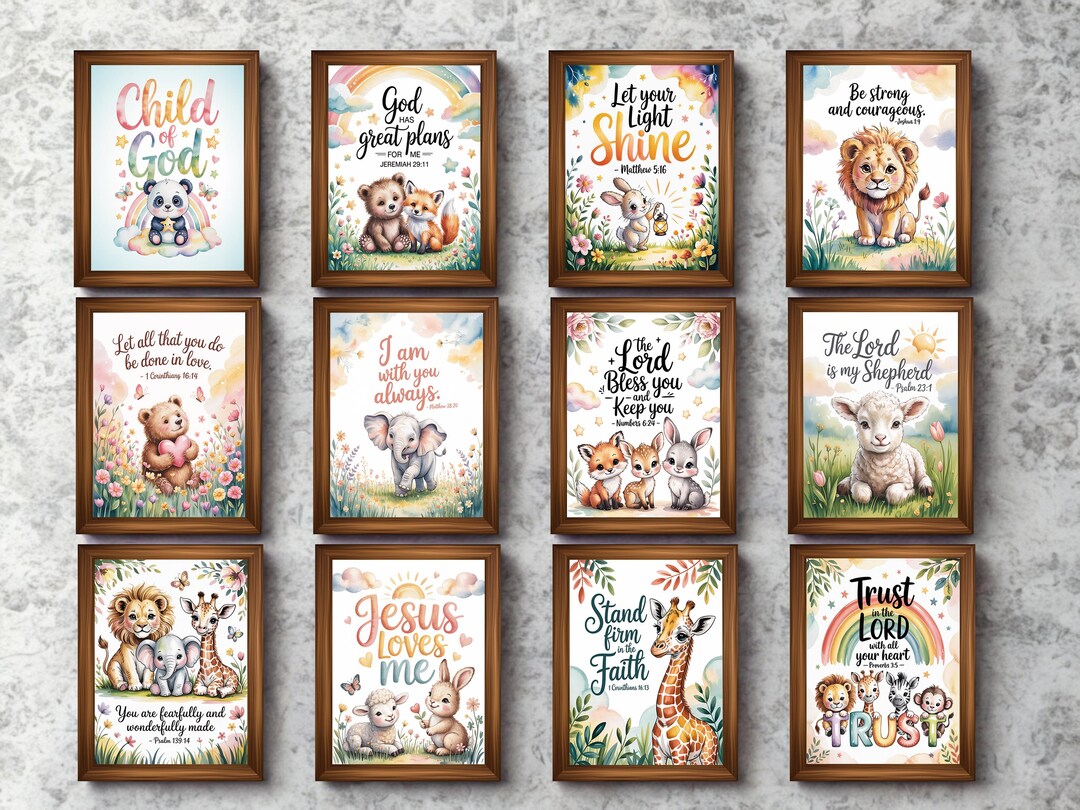 Christian Nursery Animal Bible Verse Prints — Set of 12, Printable - Etsy