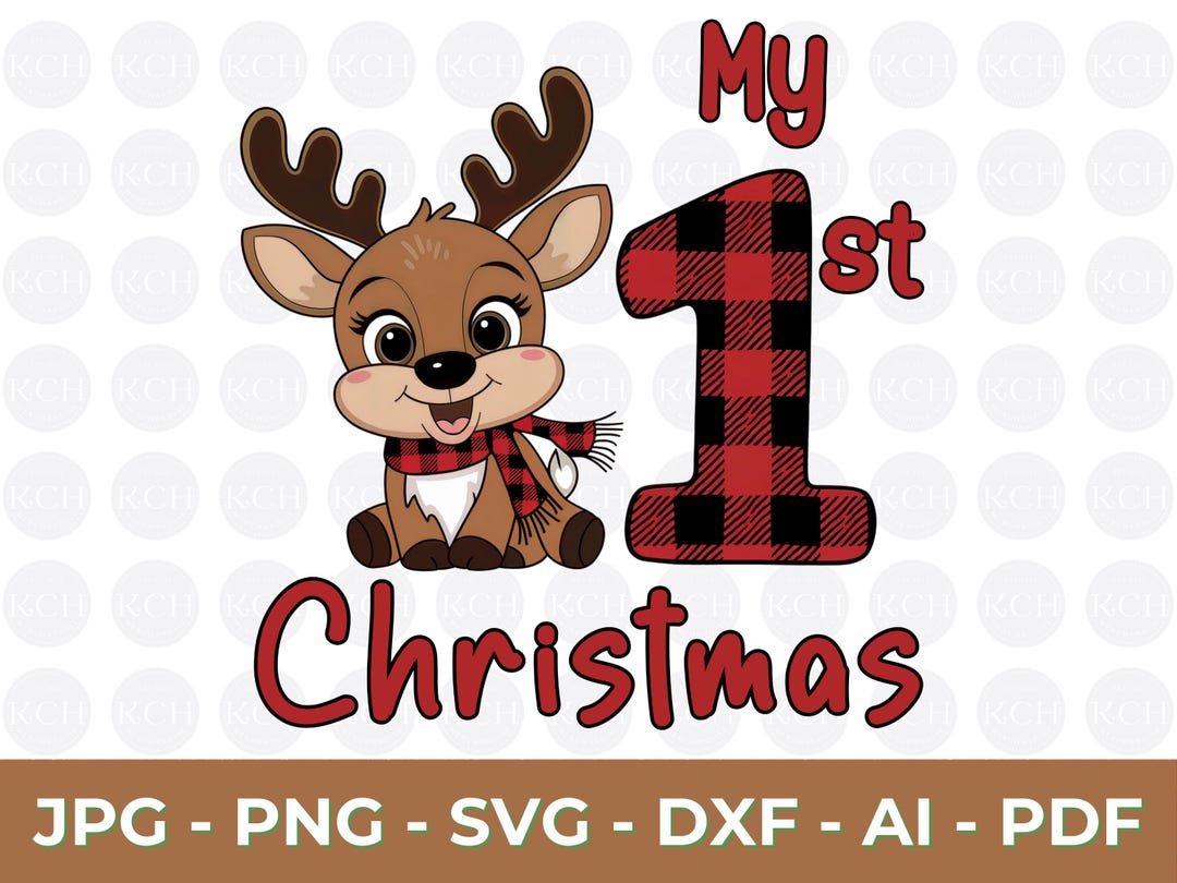 My First Christmas Reindeer SVG PNG: Baby Onesie Design (digital ...