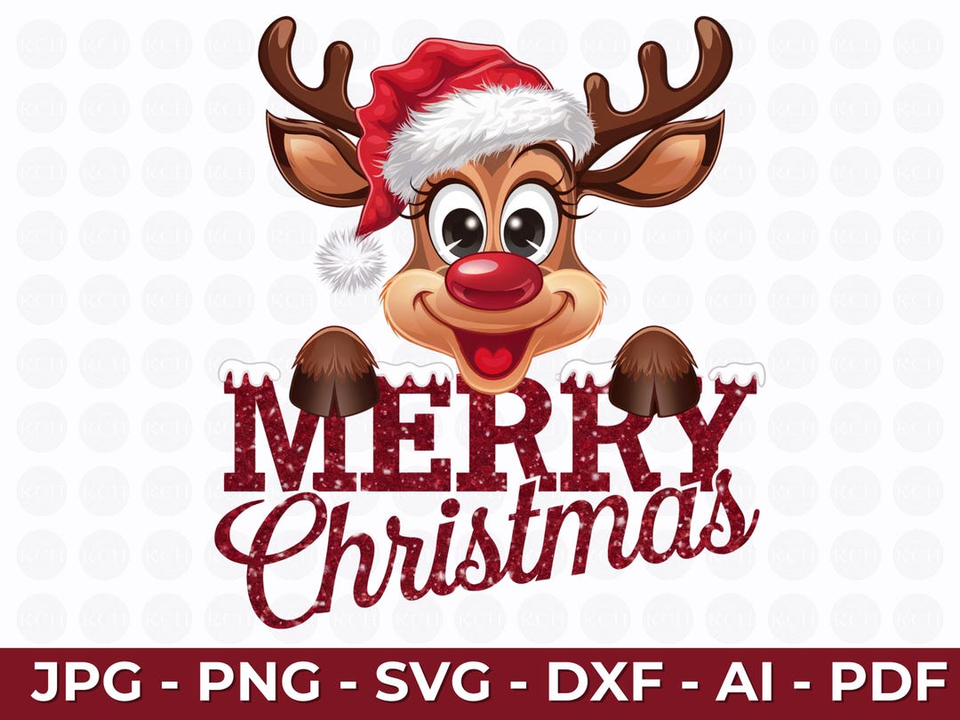 Merry Christmas Reindeer PNG, Cute Reindeer Svg, Merry Christmas Svg ...