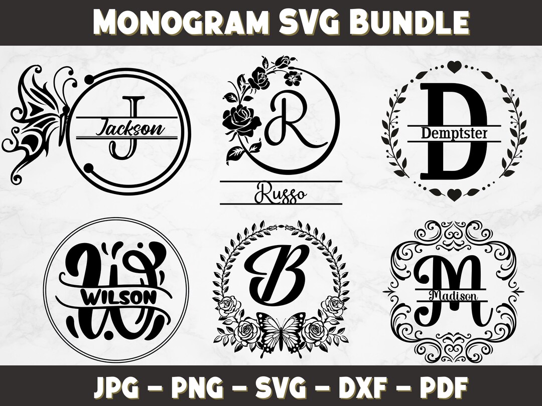 Family Name Monogram SVG Bundle: Wedding Logo Fonts (digital Download ...