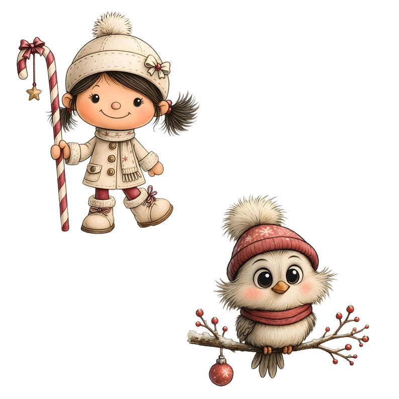 Whimsical Christmas Clipart Bundle – 15 Cute Holiday Character Pngs ...