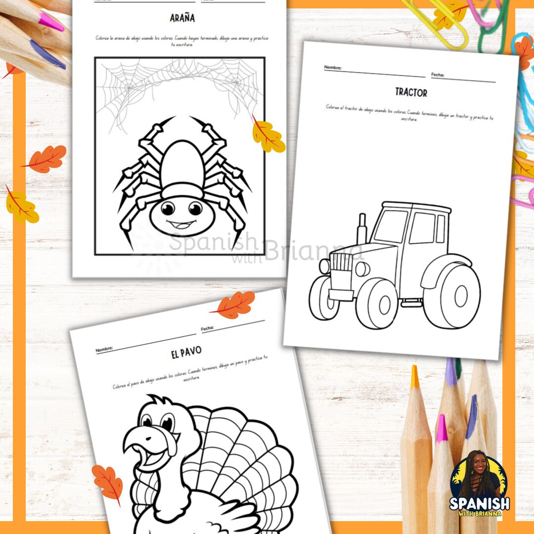 Spanish Coloring Pages Busy Book Halloween Coloring Book Thanksgiving ...