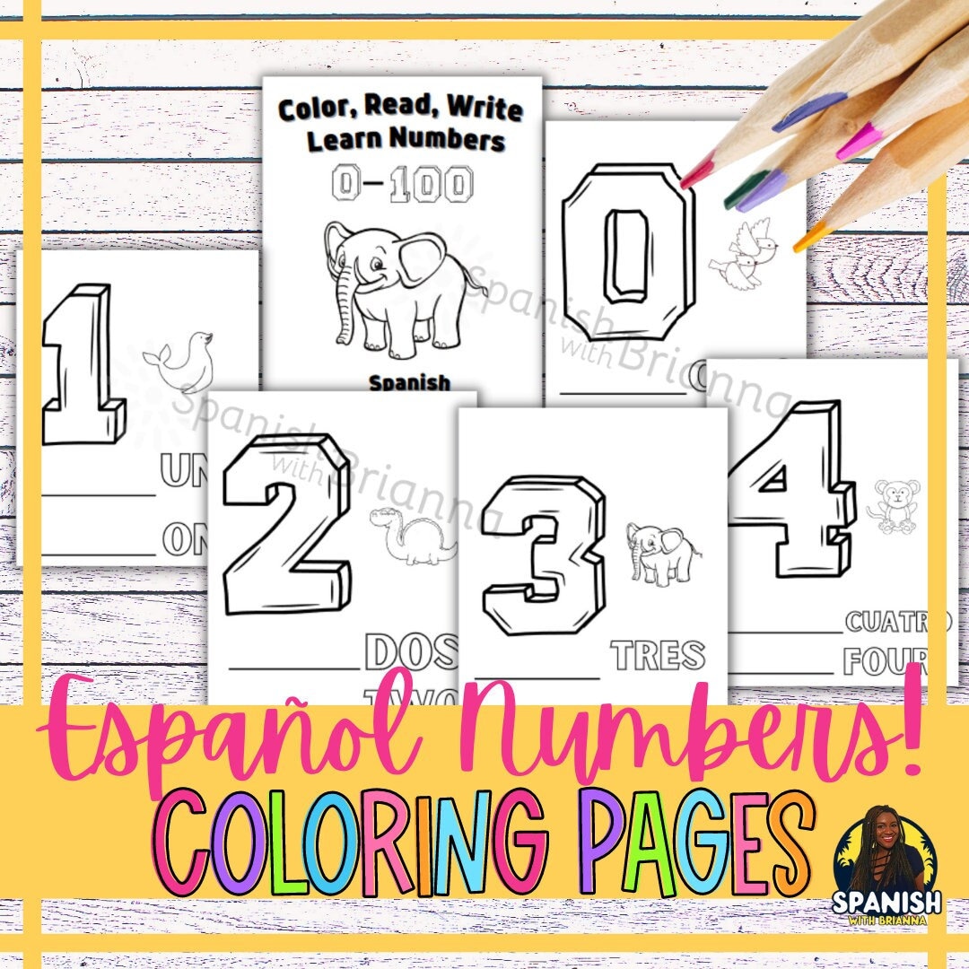 Coloring Numbers 100 Learn Spanish Printable Coloring Number Sheets ...