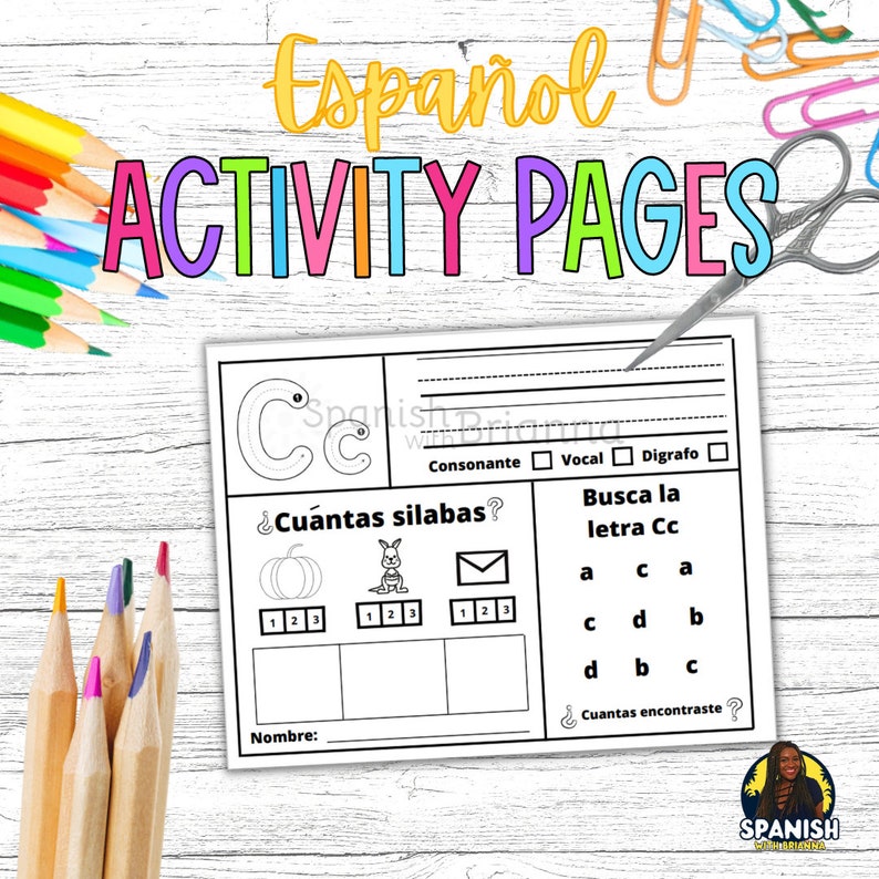 Spanish Printable Activity Pages Kindergarten Spanish Language Learning ...
