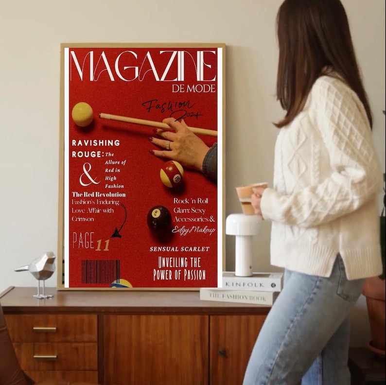 Retro Style Red Fashion Magazine Poster Poster - Etsy
