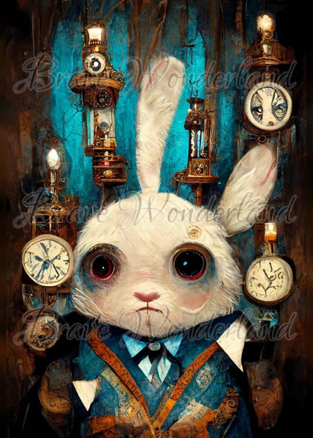 White Rabbit Alice in Wonderland AI Artwork - Etsy