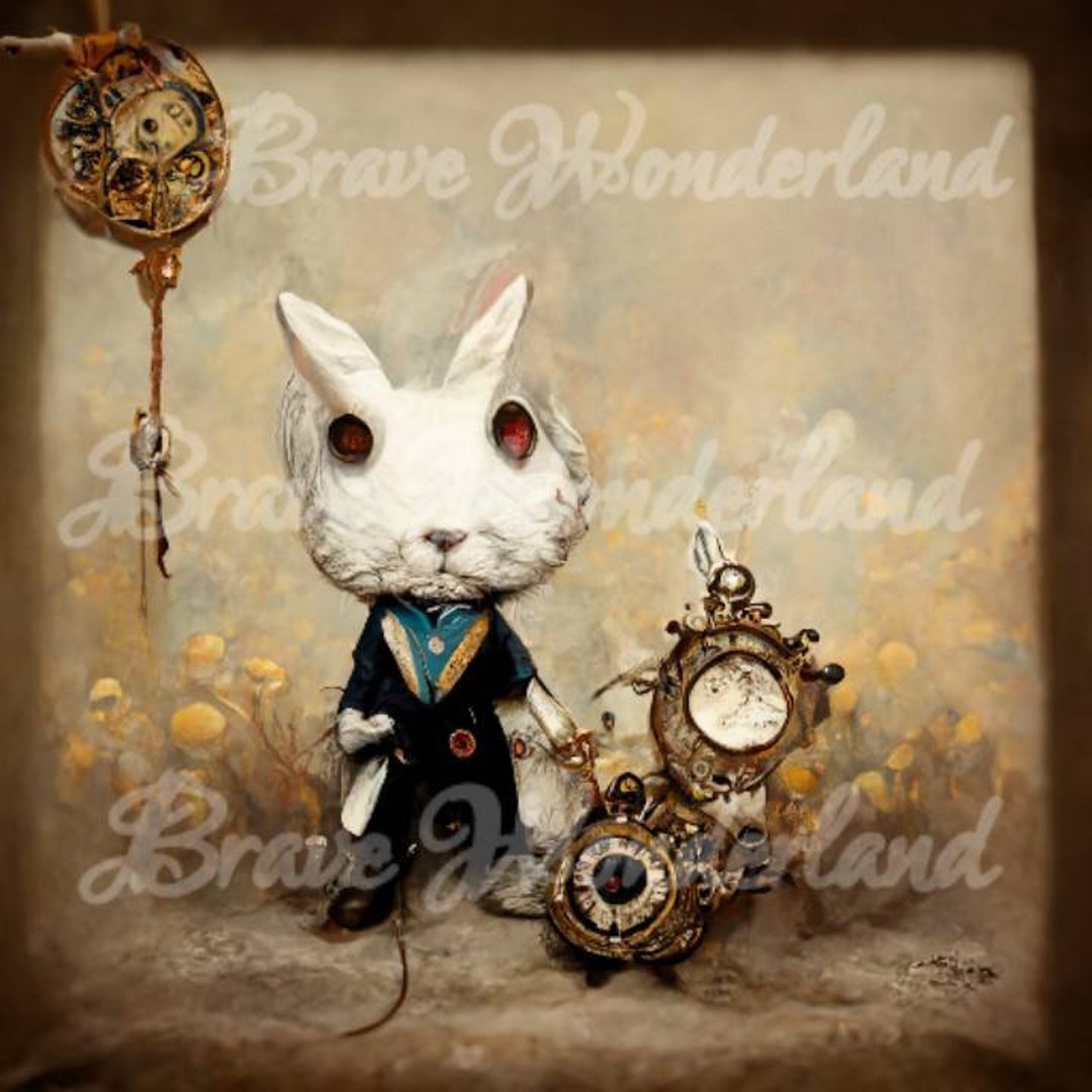 Steampunk Alice in Wonderland AI Artwork White Rabbit - Etsy