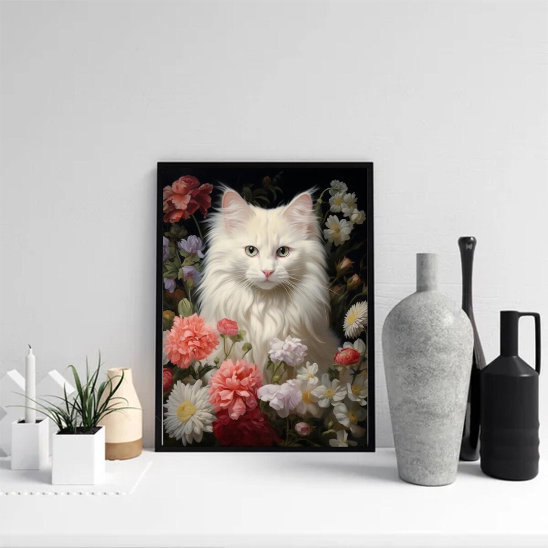 White Cat Rococo Style 4 Art Print, Wall Decor Poster - Etsy