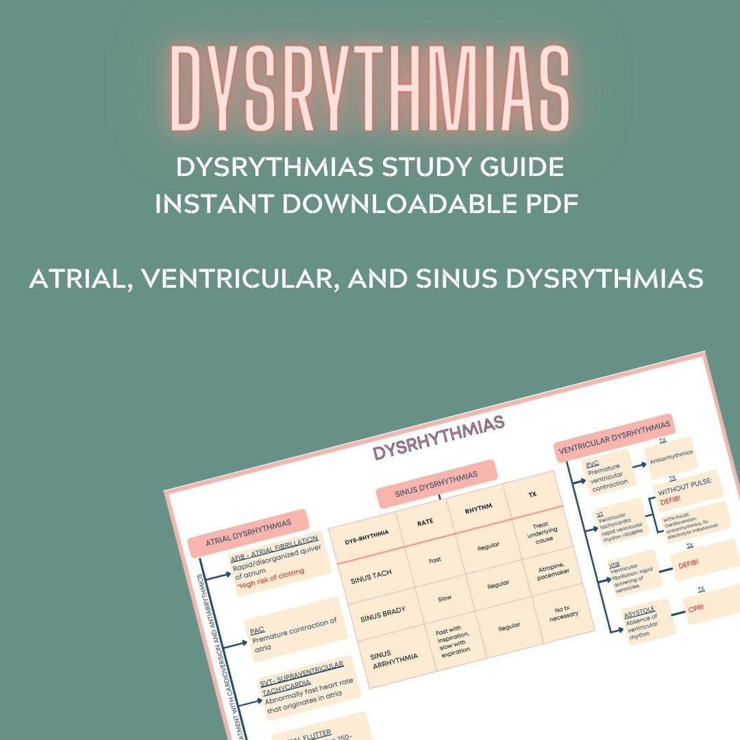 Dysrhythmias Study Guide Concept Map Nursing Physiology - Etsy