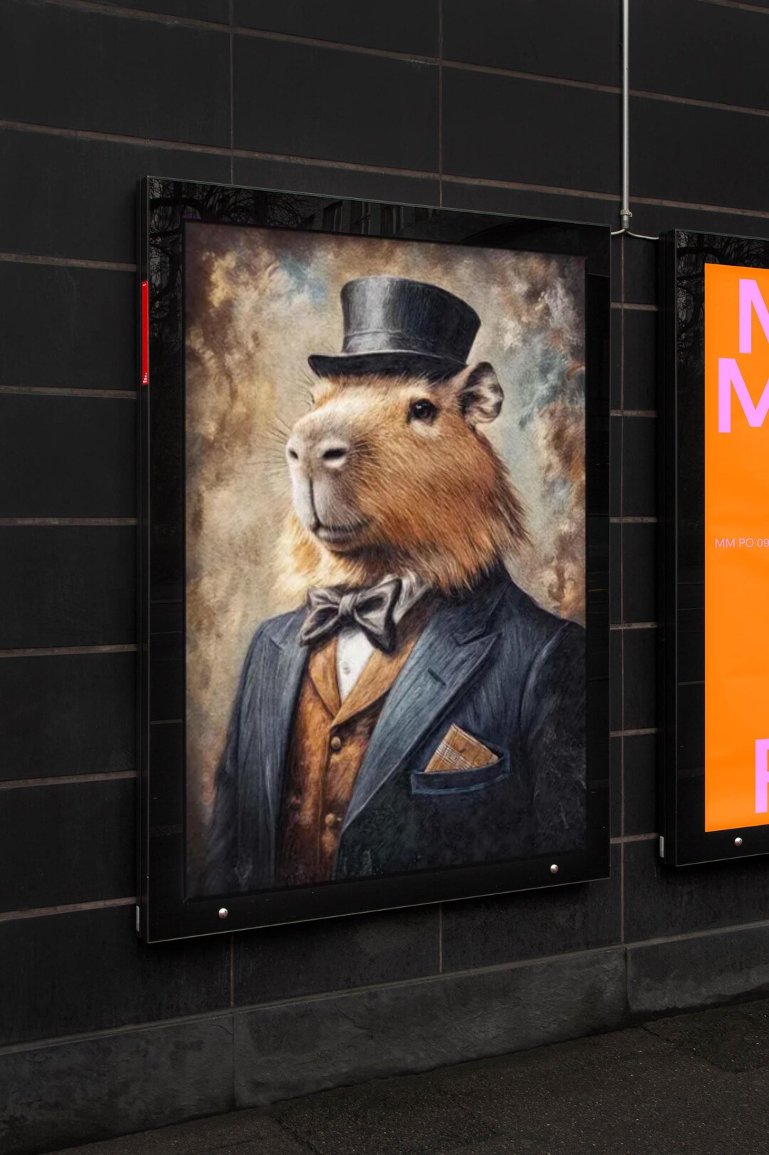 Capybara Man Wall Art Print - Vintage Painting Style Portrait of Cute ...