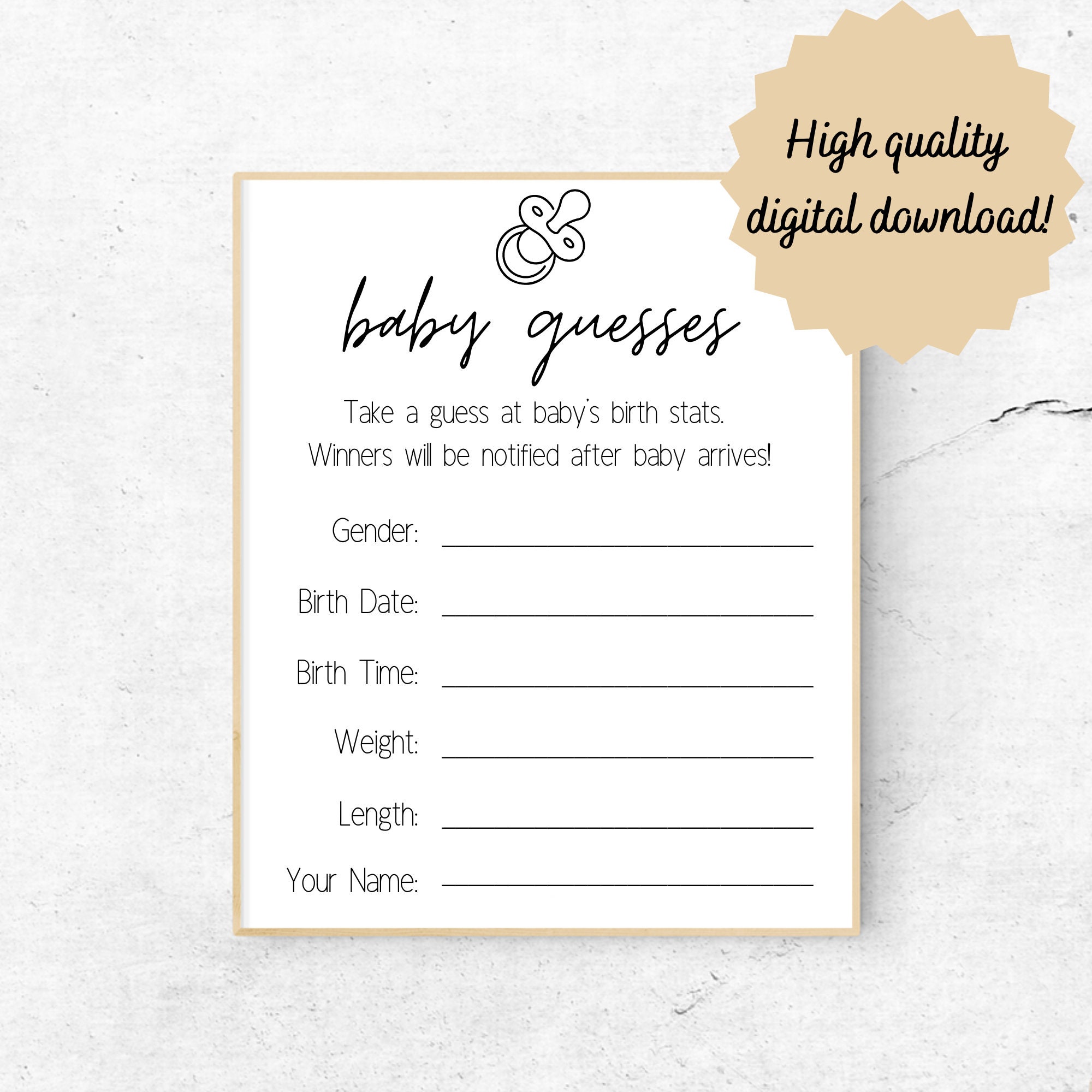 Baby Guesses Gender Baby Shower Game - Etsy