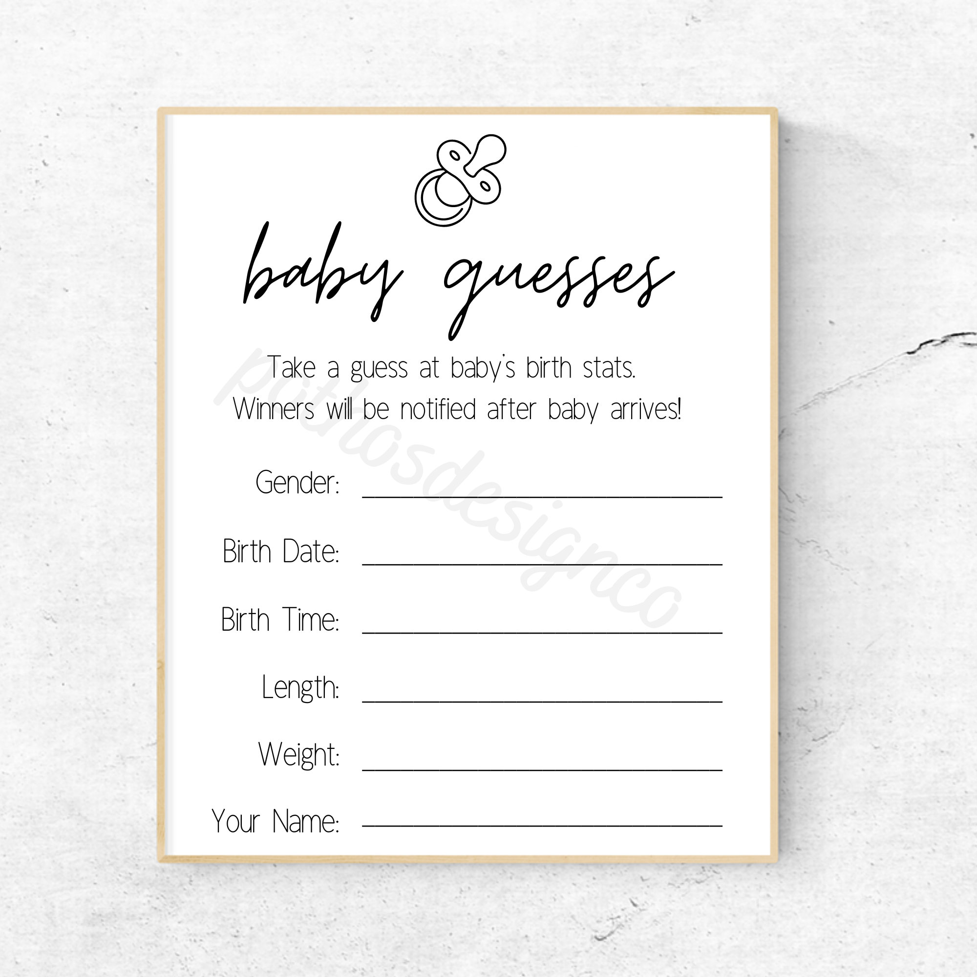 Baby Guesses Gender Baby Shower Game - Etsy