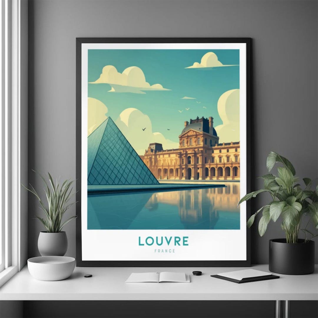 Louvre Paris Travel Wall Art, Louvre Paris France Travel Poster, Museum ...