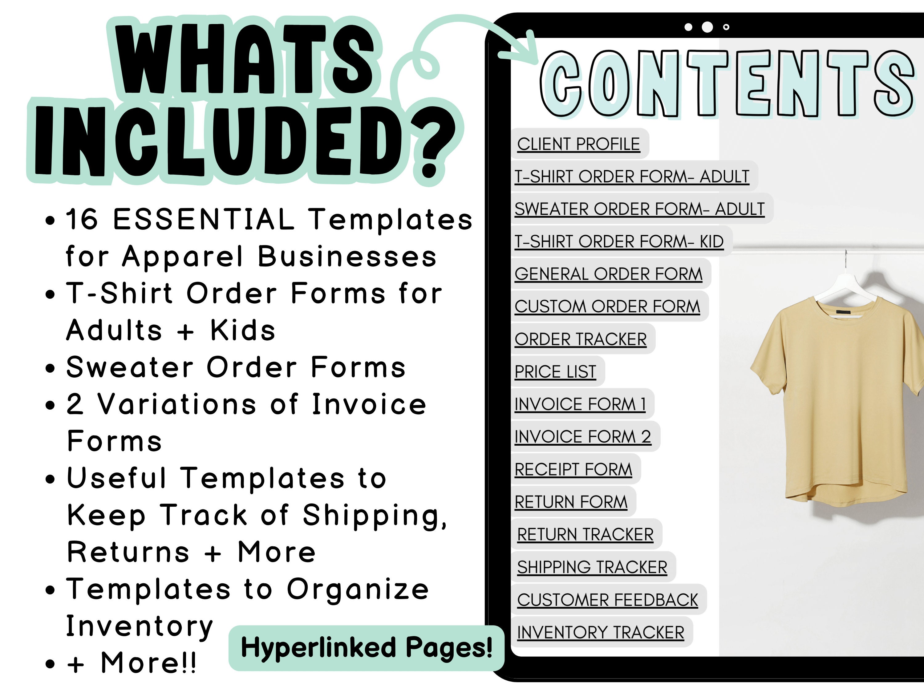 T-shirt Order Form Bundle, 16 Editable Small Business Order Form ...