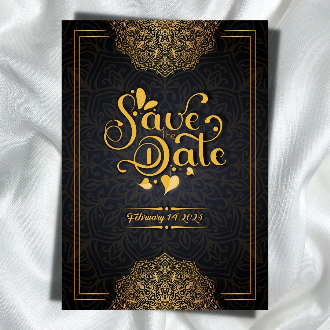 Elegant Save the Date Invitation Card, Wedding Invitation With Details ...