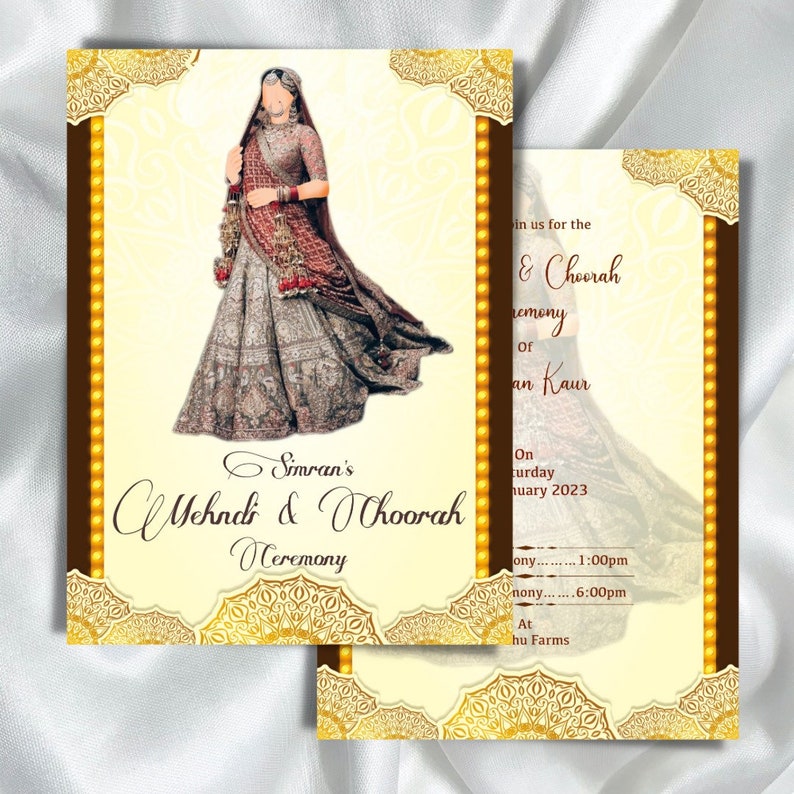 Modern Sikh Wedding Card, Includes Anand Karaj, Reception Card, Mehndi ...
