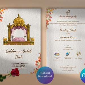 Sukhmani Sahib Path Invitation, White Blossom Cards, Wedding Shagan ...