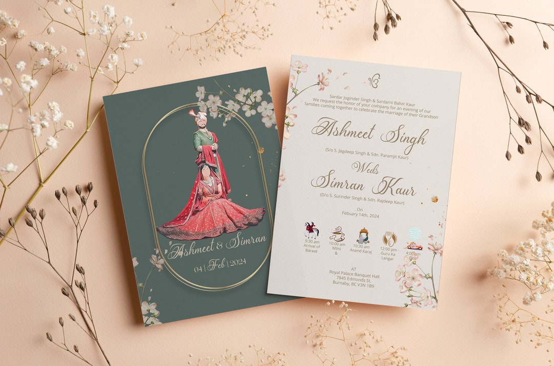 Elegant & Royal Wedding Invites, Anand Karaj, Reception, Path ...