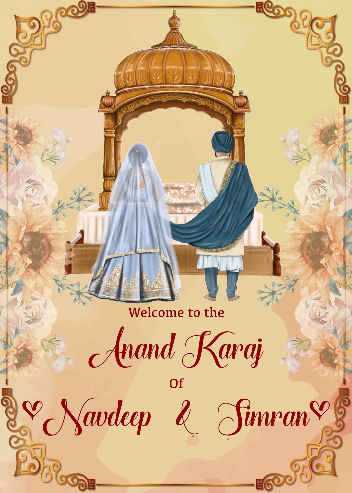 Sikh Wedding Card Anand Karaj Card Punjabi Wedding Wedding - Etsy Canada