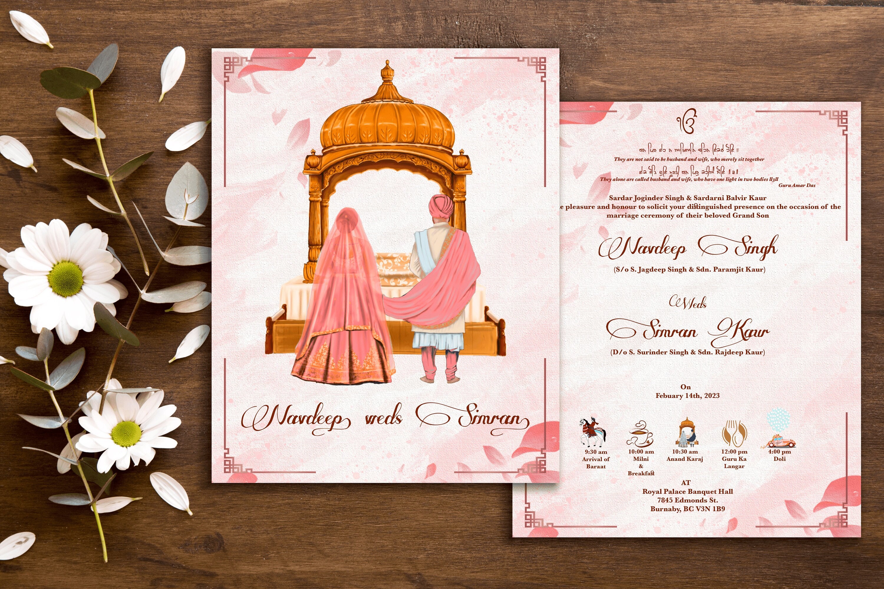 Sikh Wedding Card, Anand Karaj, Punjabi Wedding, Wedding Details ...