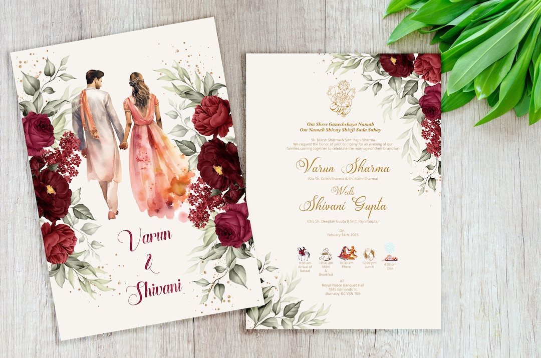 Hindu Couple Wedding Invitation, Indian Wedding, Gujrati Wedding ...
