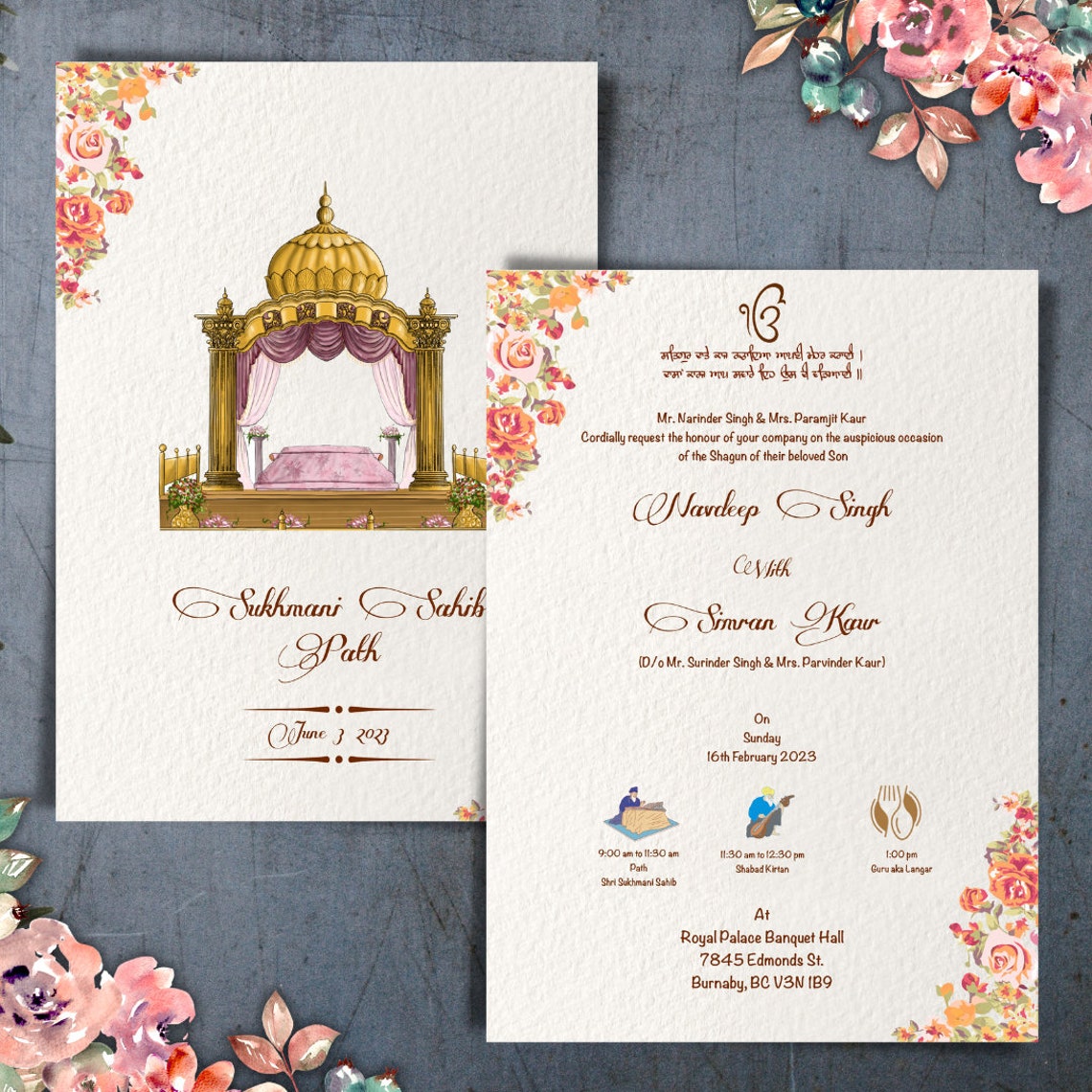 Anand Karaj Sikh Wedding Card: Printed Invitation - Etsy