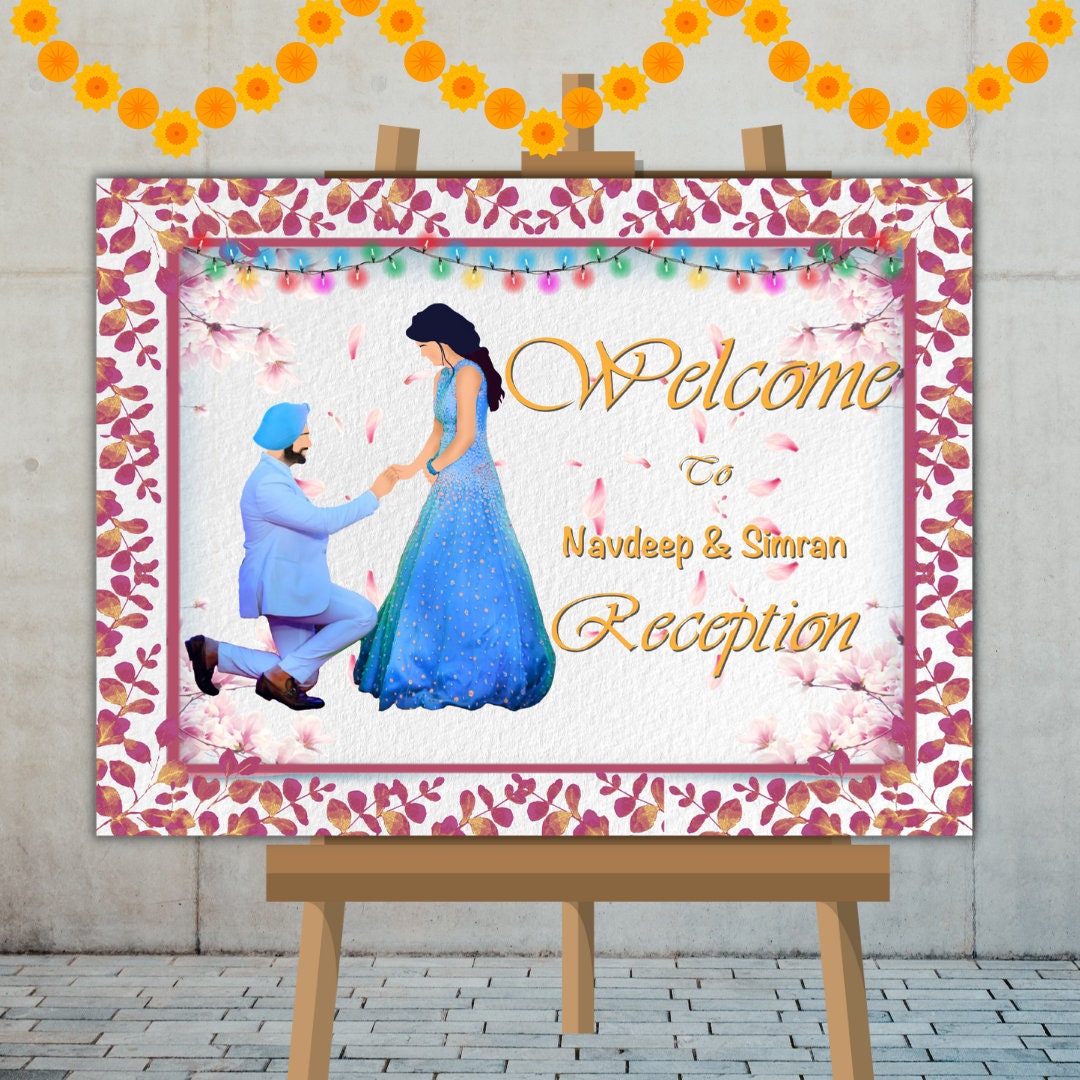 Reception Welcome Sign, Wedding Welcome Sign, Mehndi Sign, Sangeet Sign ...