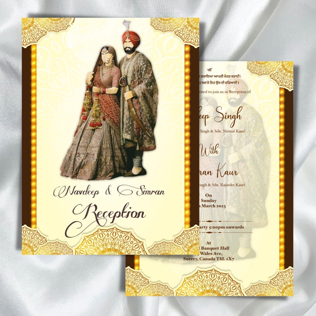 Modern Sikh Wedding Card, Includes Anand Karaj, Reception Card, Mehndi ...
