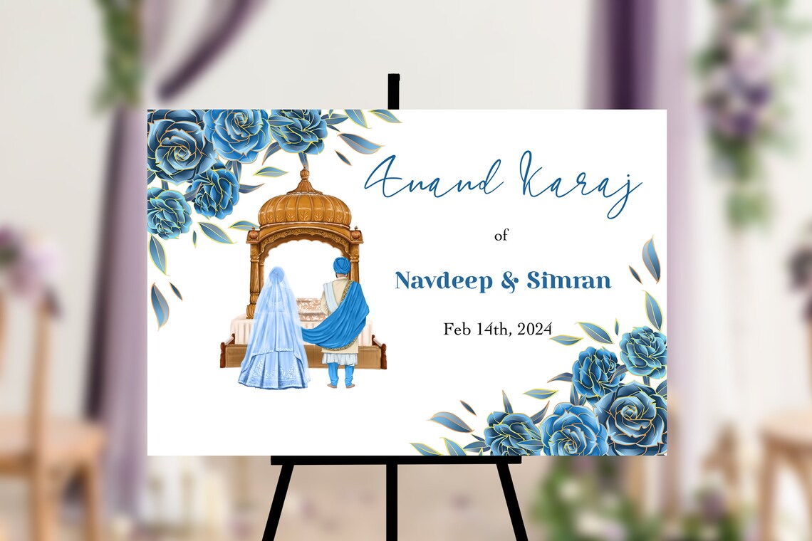 Anand Karaj Welcome Sign Wedding Welcome Sign Welcome to Our Wedding ...