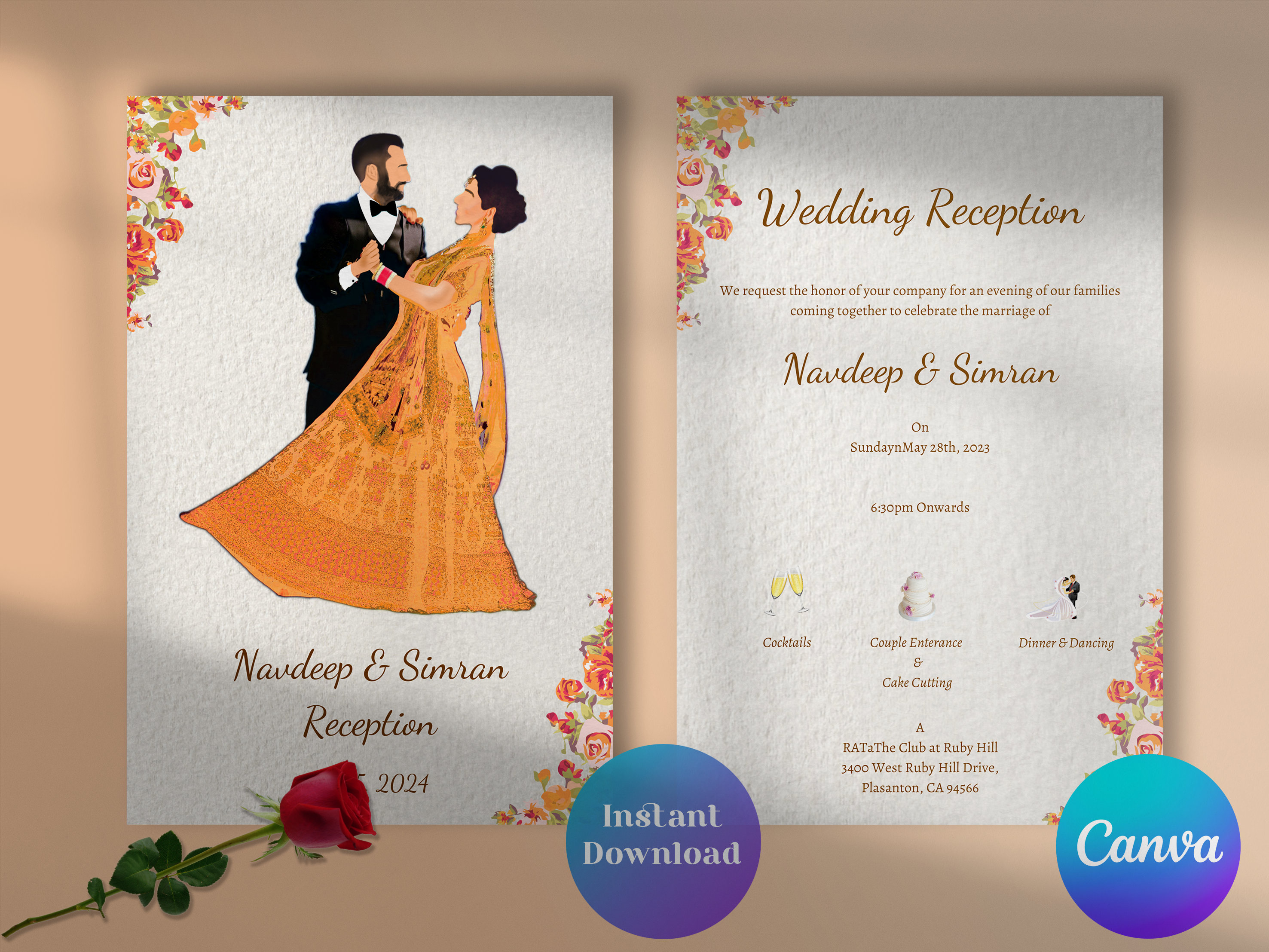 Indian Reception Invitation Wedding Ceremony Invitation Card By Canva