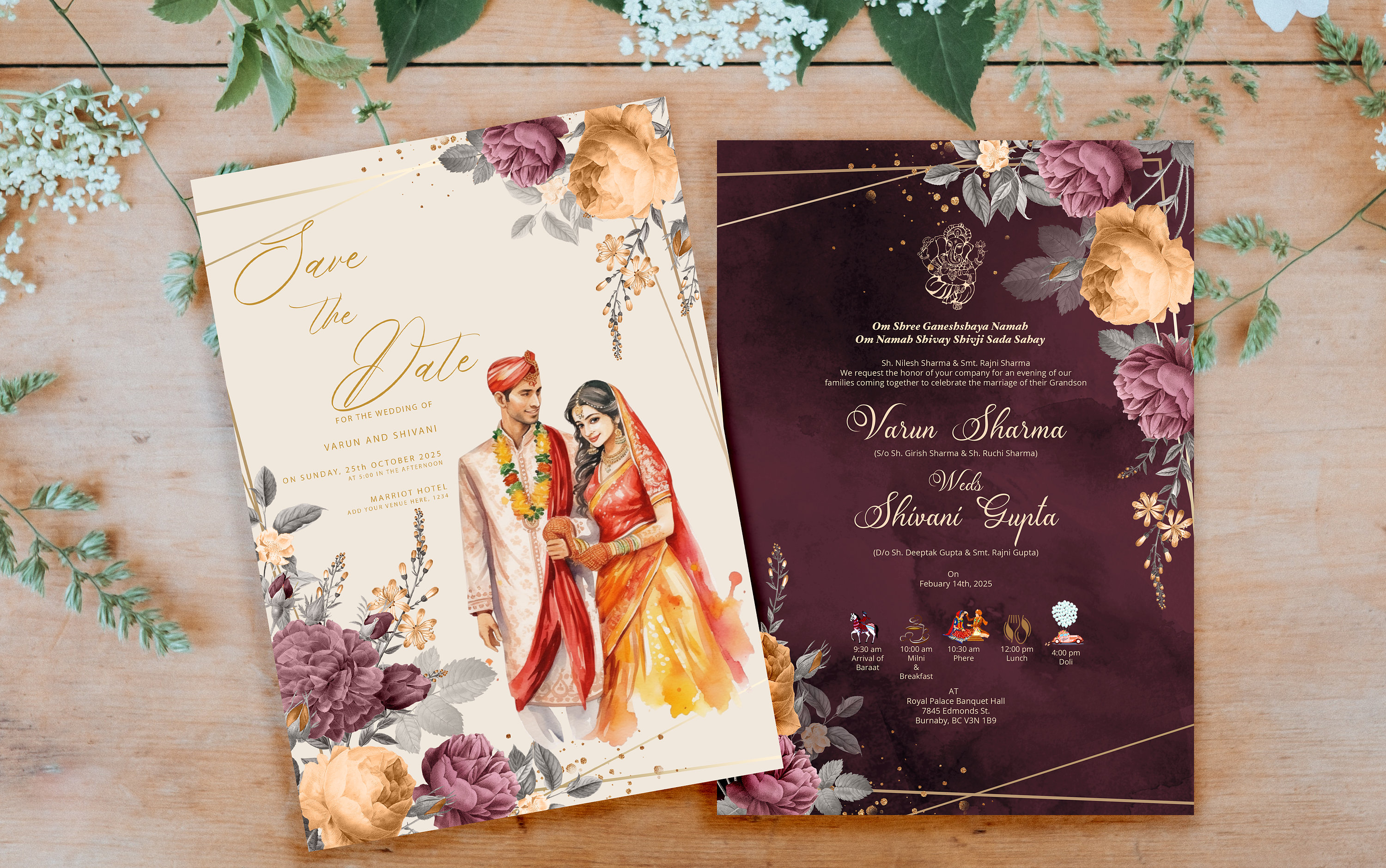 Beautiful Hindu Wedding Invitation, Indian Wedding, Gujrati Wedding ...