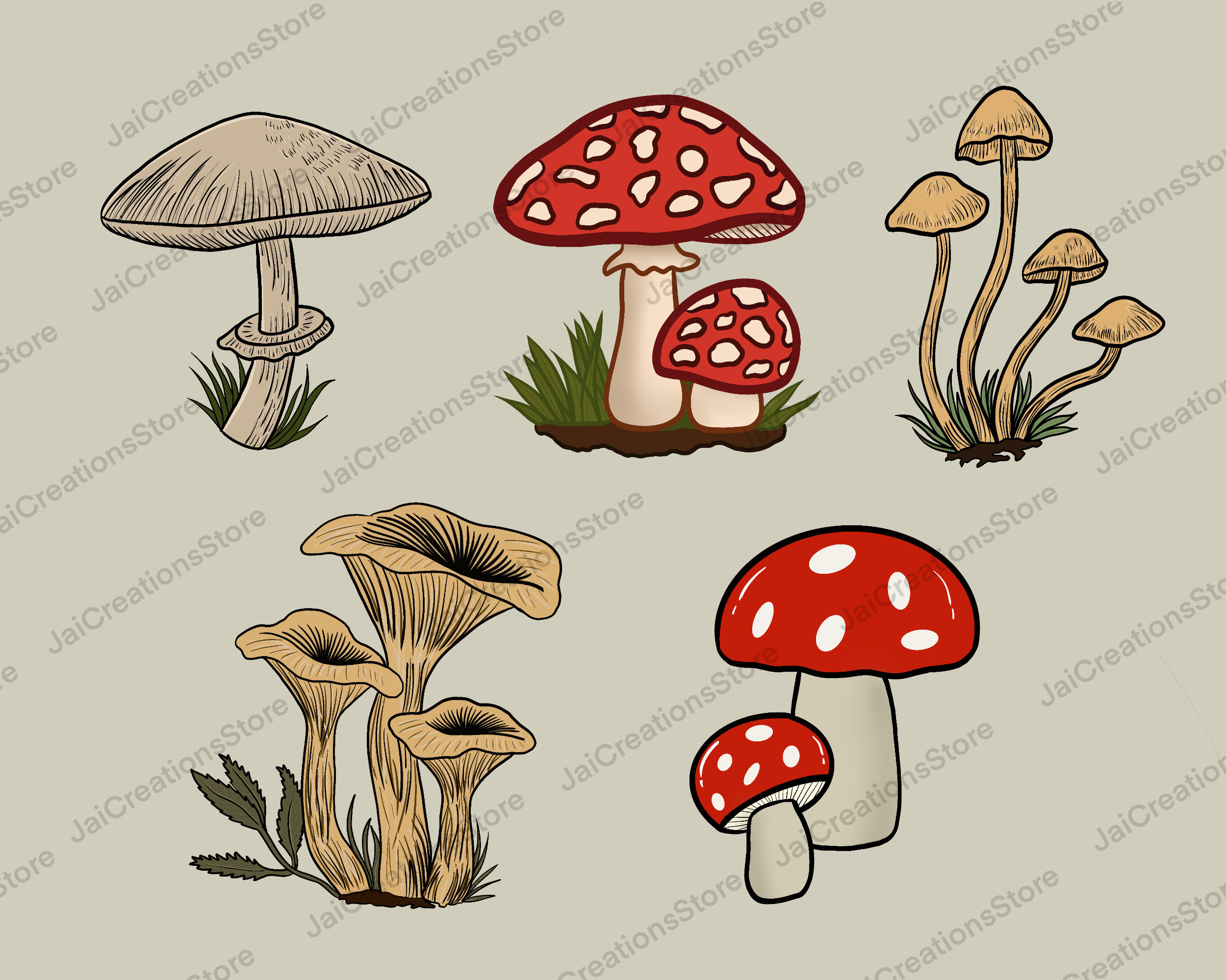 Mushroom Png Bundle, Cottage Core Png Bundle, Mushroom Vector, Mushroom ...