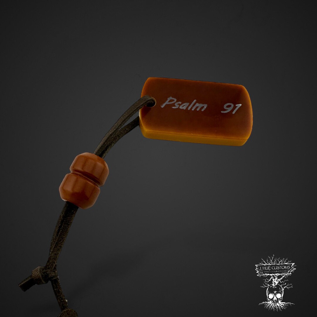 Psalm 91 Handmade Vintage Butterscotch Micarta/resin Dog Tag/bead ...