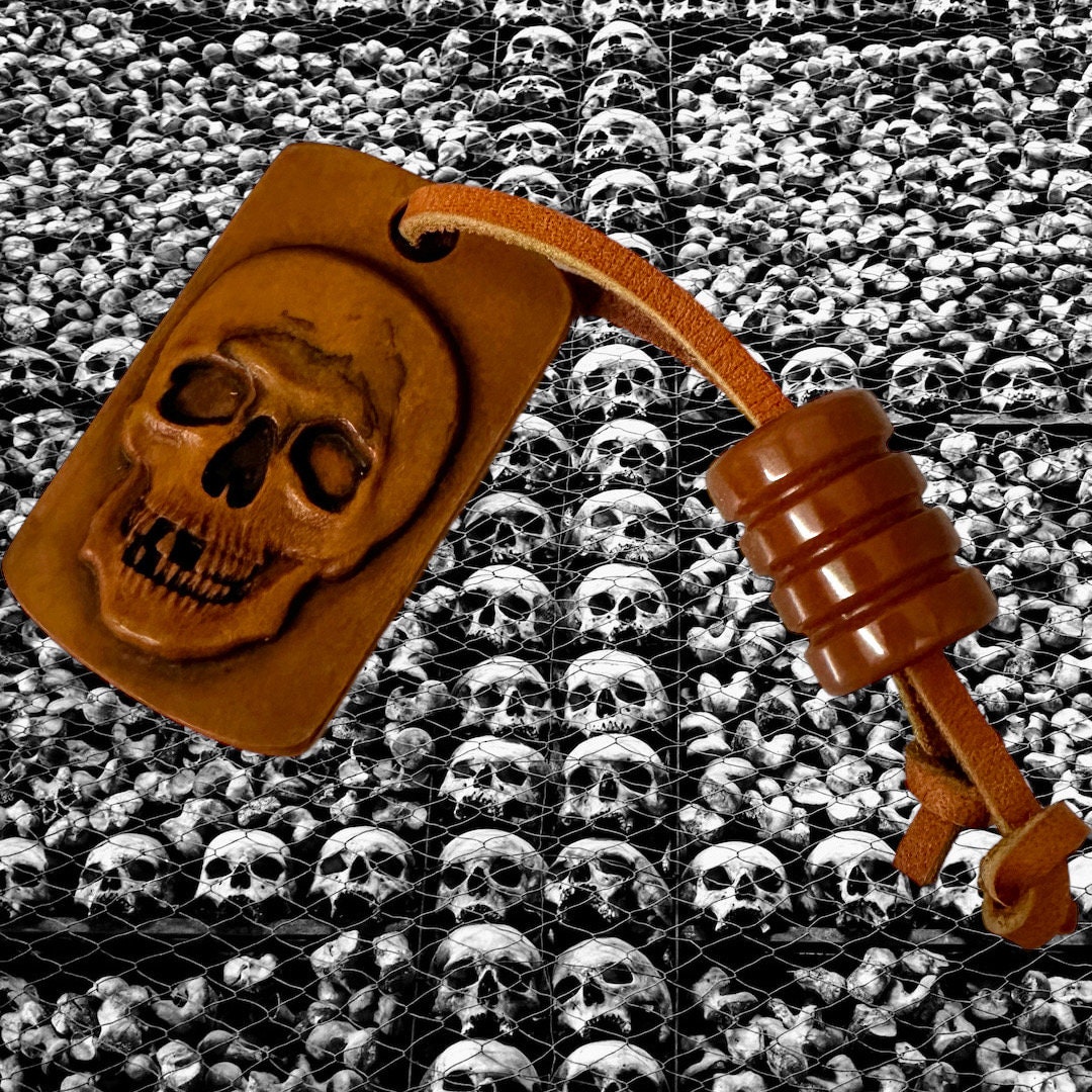 Memento Mori 3D Dog Tag Vintage Butterscotch Bead #2 - Etsy