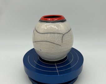 Large Japanese Inspired White Crackle Raku Vase - Etsy