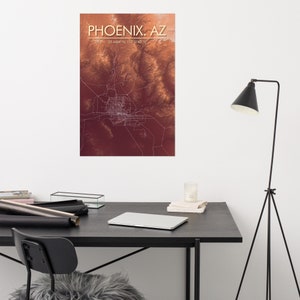 Phoenix Arizona - Artistic Elevation Map Print - Etsy