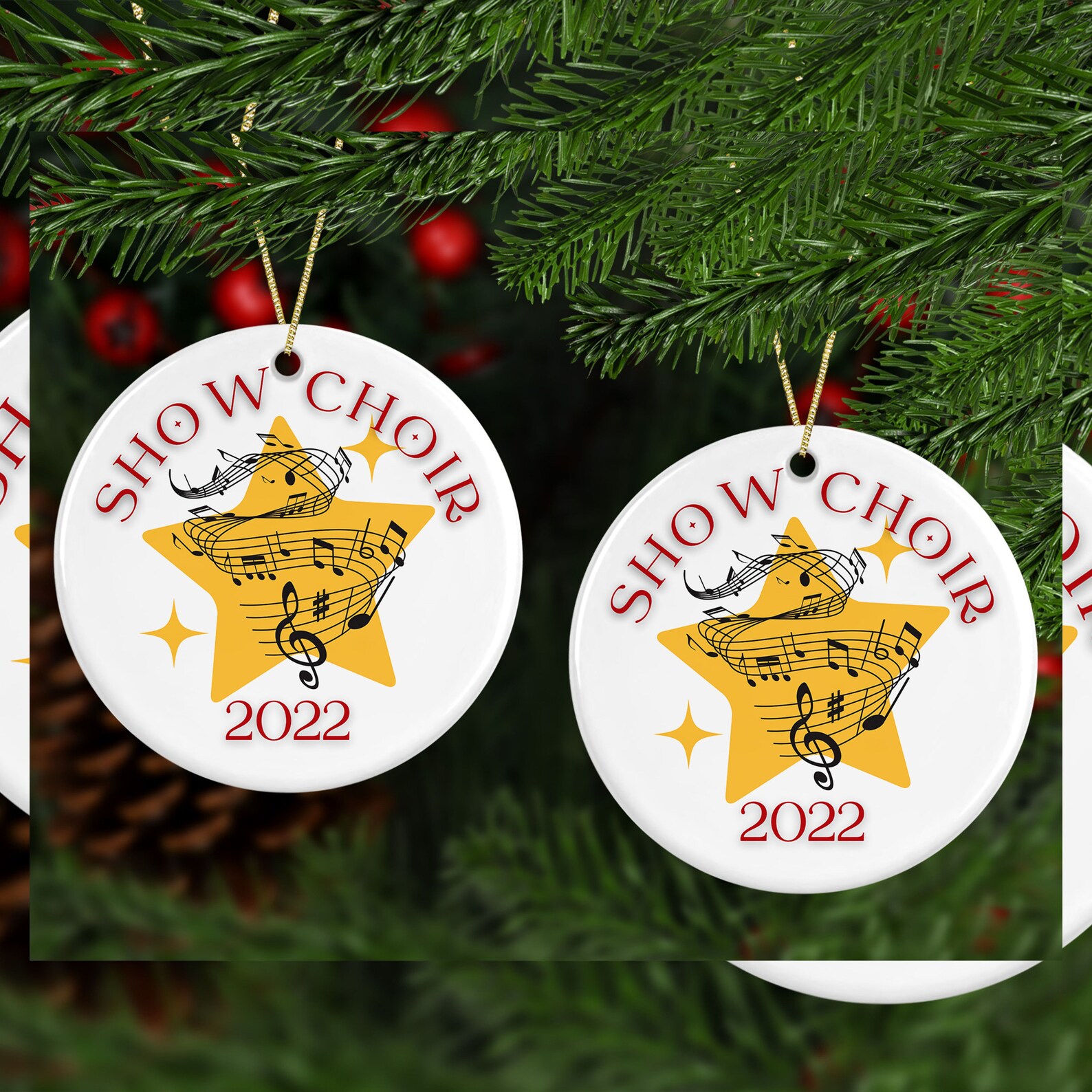 Show Choir Music Notes Cute Unique Christmas Ornament, Choir Teacher ...
