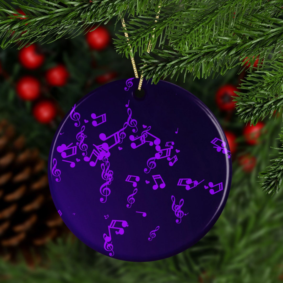 Purple Black Music Notes Treble Clef Christmas Music Ornament Gift ...