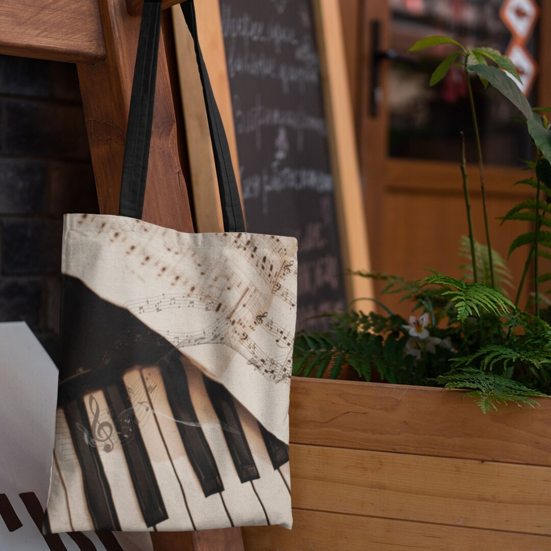 Keyboard and Sheet Music Tote Bag, Piano Teacher Gift, Gift for Singer ...