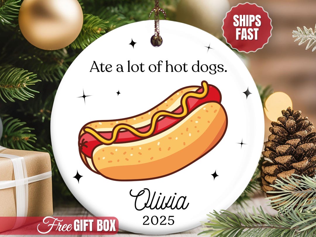 Personalized Hot Dog Ornament Custom Hot Dog Christmas Ornament Hot Dog ...