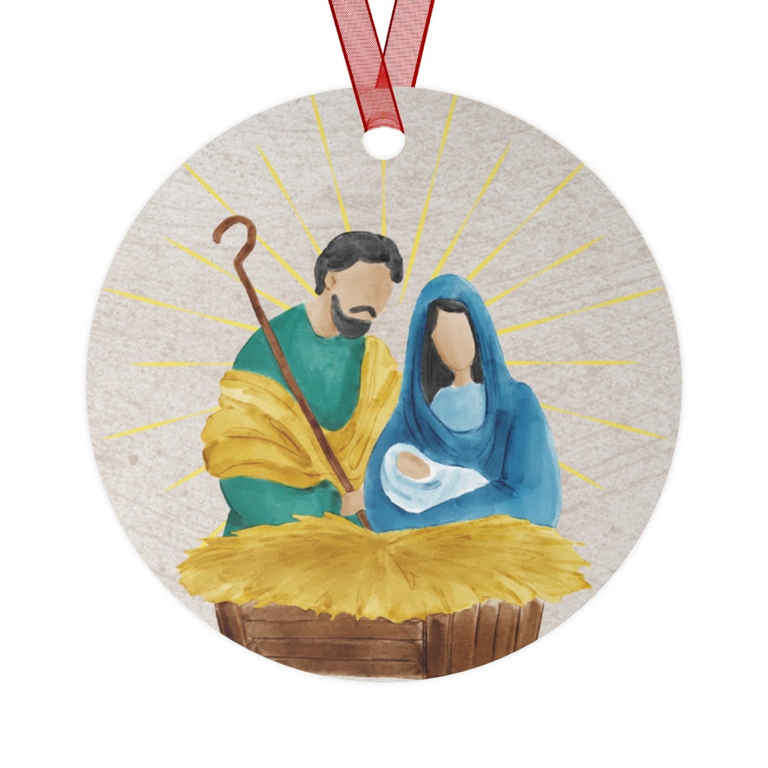 Christmas Ornament Nativity, Jesus, Mary, Joseph, Christ Birth, Metal ...
