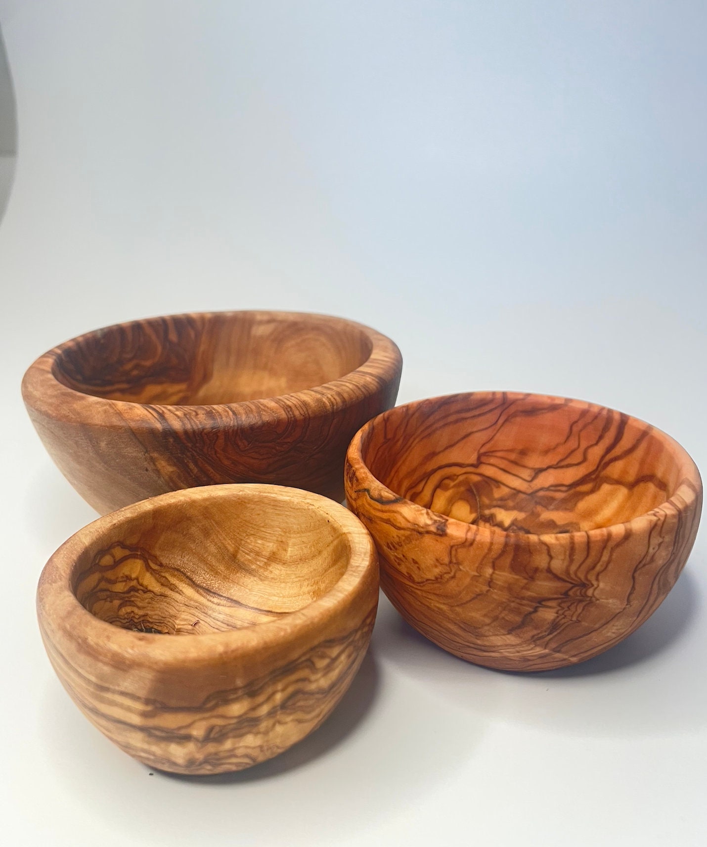 Olive Wood Set of Three Nesting Bowls - Etsy