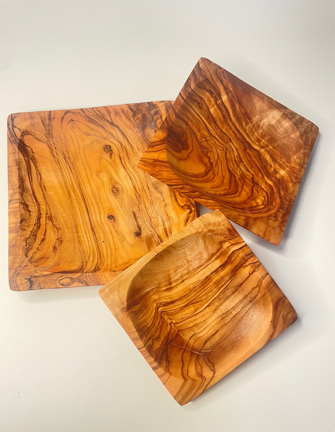 Olive Wood Set of Three Nesting Plates - Etsy
