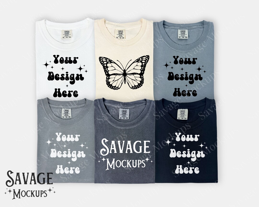 Gray Comfort Colors Group Mockup Multiple Shirt Mockup C1717 Group ...