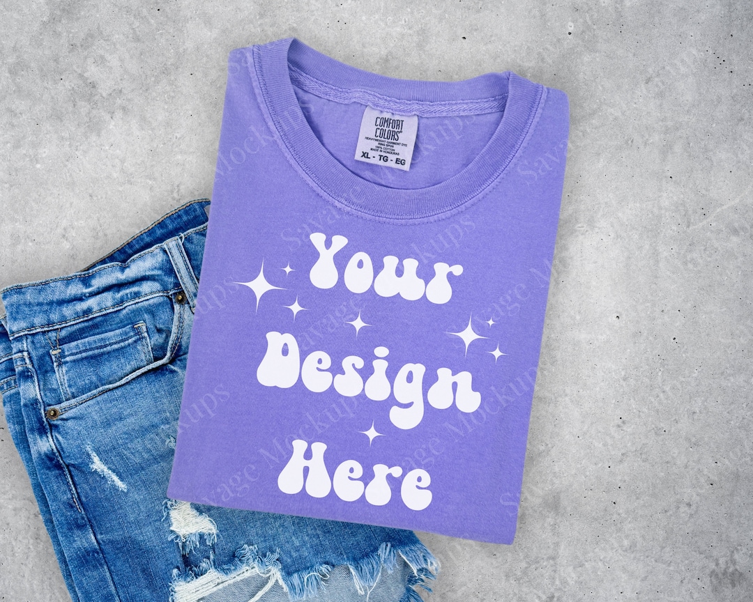 Violet Comfort Colors Mockup | Violet 1717 Mockup | Folded Shirt Mockup ...