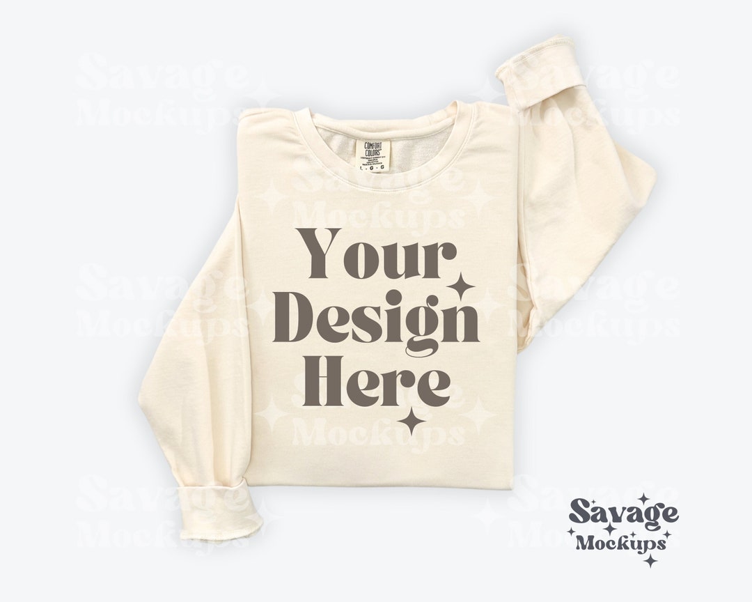 Ivory Comfort Colors 1466 Sweatshirt Mockup Ivory 1466 Mockup Comfort ...