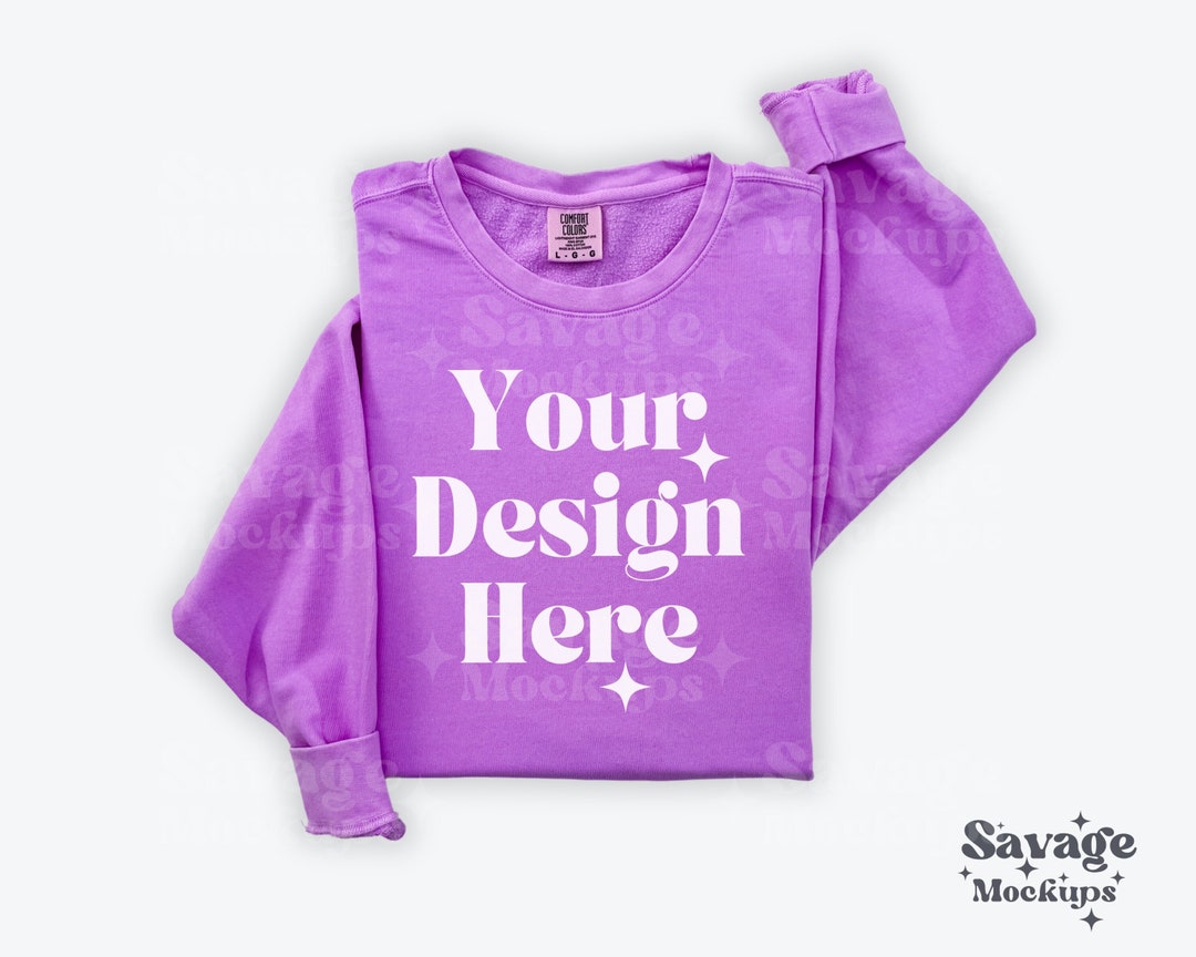 Neon Violet Comfort Colors Sweatshirt Mockup | Neon Violet 1466 Mockup ...